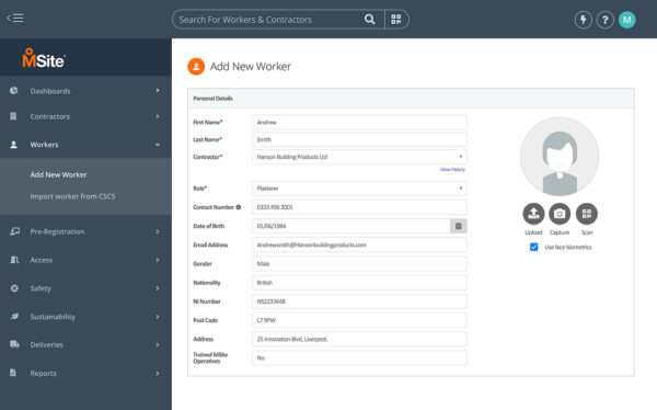 Construction site pre-registration software | MSite - United Kingdom
